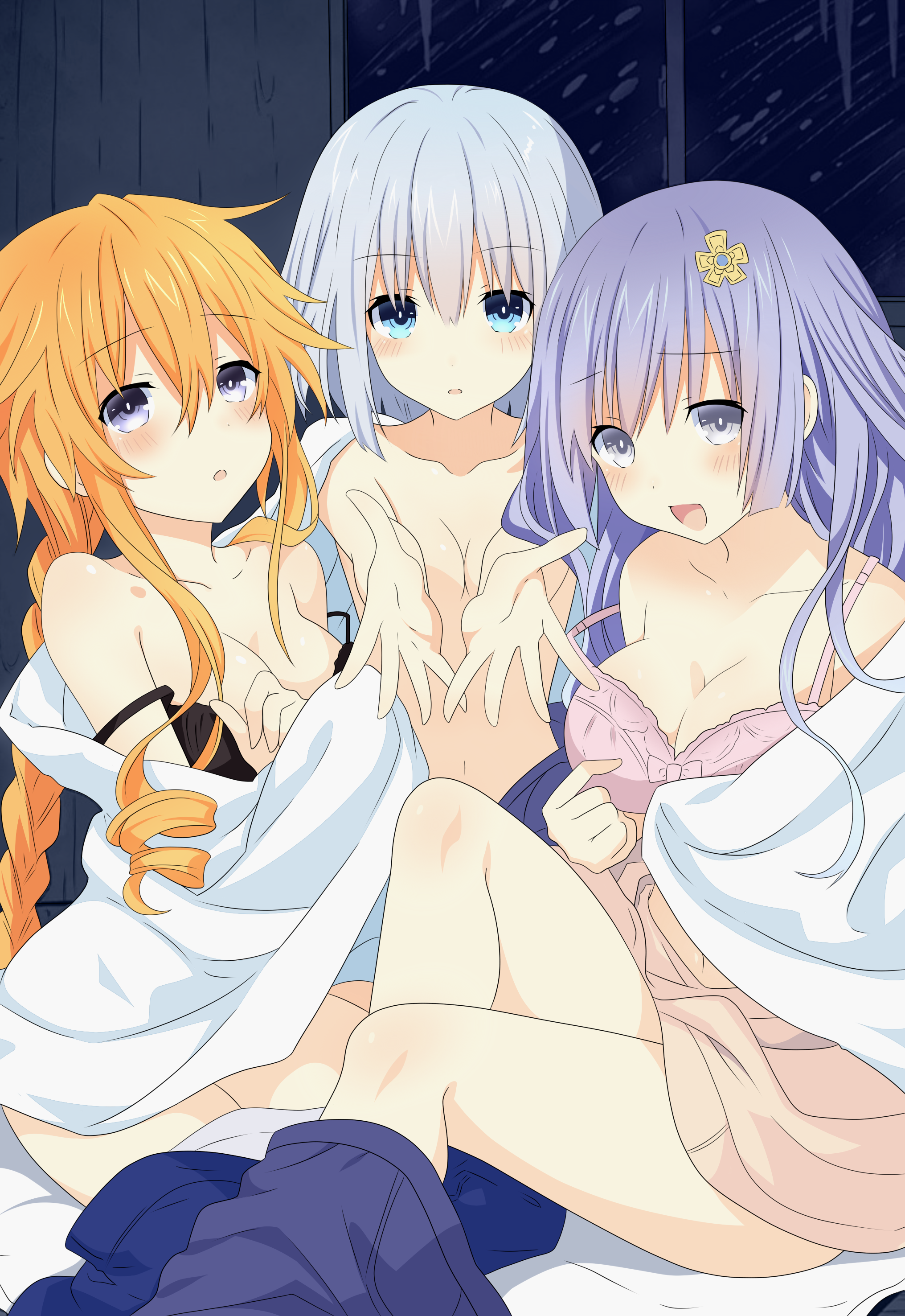 Tobiichi Origami Izayoi Miku And Yamai Yuzuru Date A Live Drawn By
